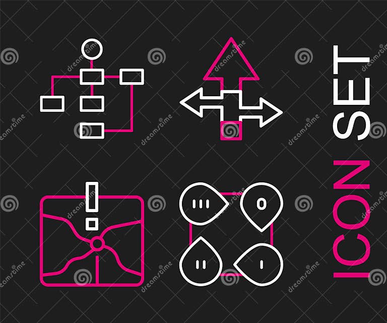 Set Line Infographic Element, Intersection Point, Arrow and Hierarchy ...