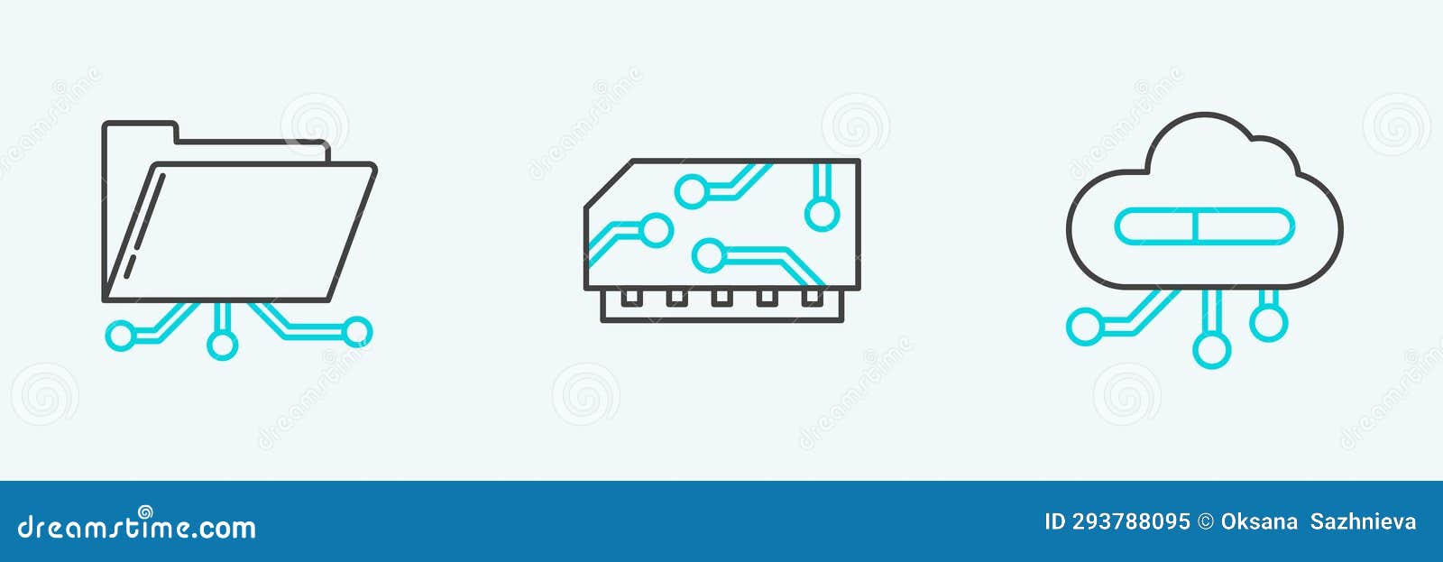 Set Line Internet of Things, Folder and Lock and RAM, Random Access ...