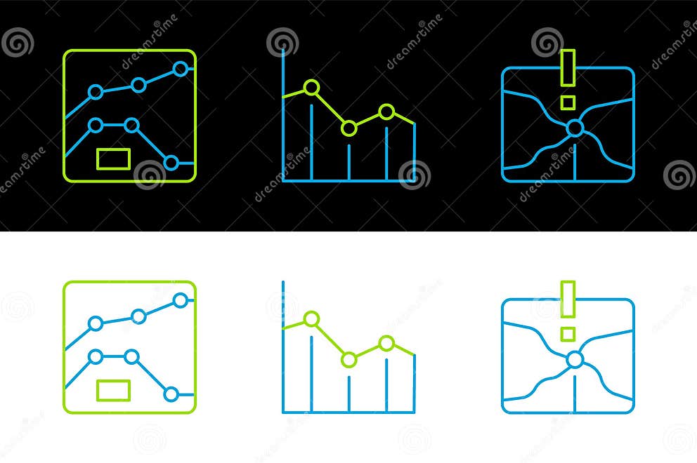 Set Line Intersection Point, Graph, Chart, Diagram and Pie Infographic ...