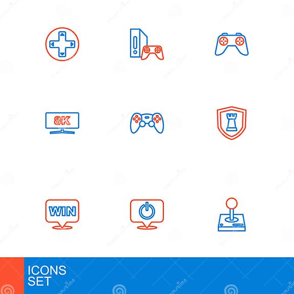 Set Line Joystick for Arcade Machine, Power Button, Medal, Chess Shield, Computer Monitor, Game ...