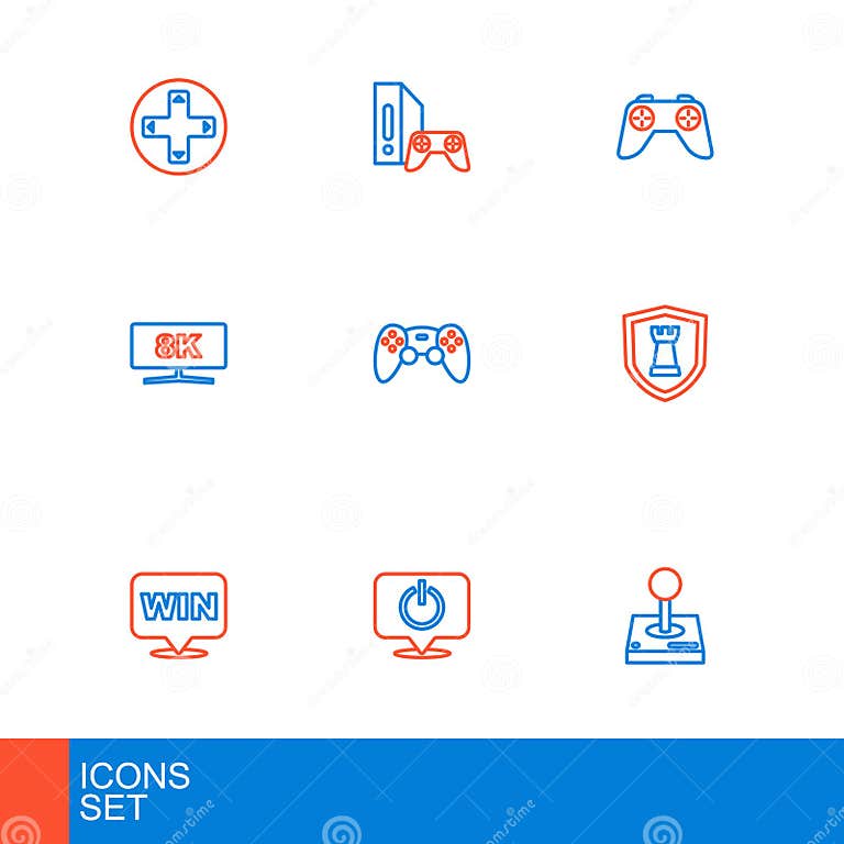 Set Line Joystick for Arcade Machine, Power Button, Medal, Chess Shield, Computer Monitor, Game ...