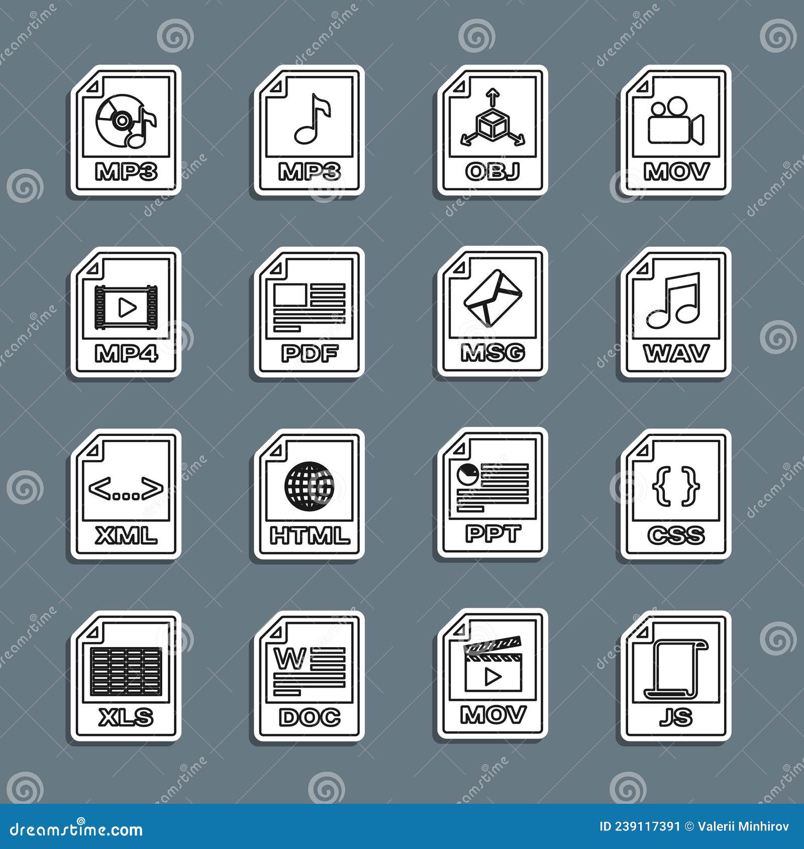 Set Line JS File Document, CSS, WAV, OBJ, PDF, MP4, MP3 and MSG Icon ... Set Line JS File Document, CSS, WAV, OBJ, PDF, MP4, MP3 and MSG Icon ...