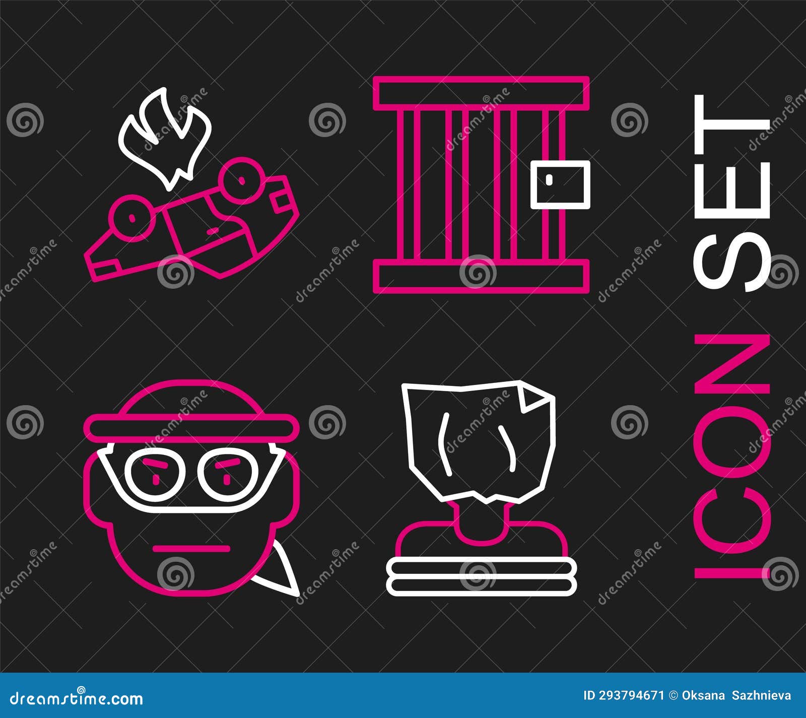 Line Kidnaping Icon Isolated On Grey Background. Human Trafficking ...