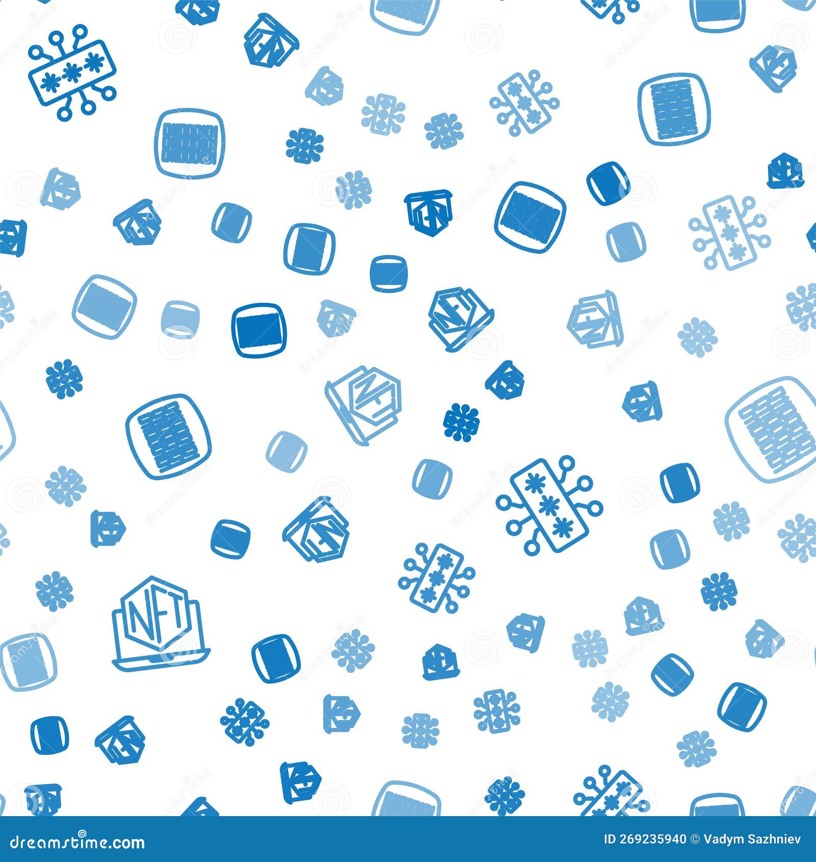 Set Line Laptop with Art Store App, Cyber Security and Binary Code on Seamless Pattern. Vector ...