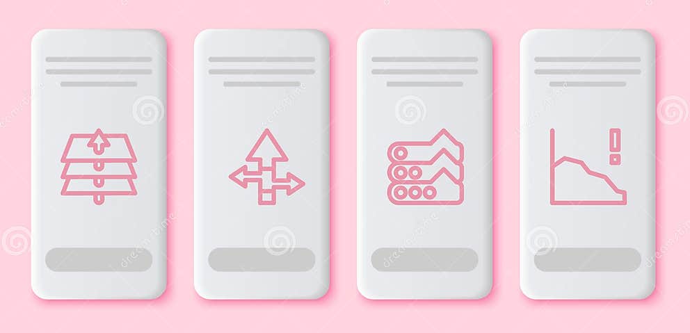 Set Line Layers, Arrow, Graph, Chart, Diagram and Financial Growth Decrease. White Rectangle ...