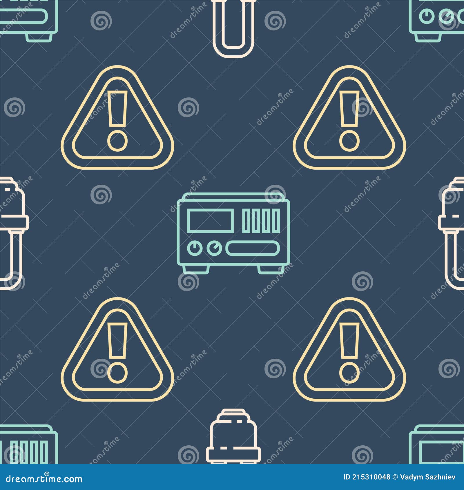 Set Line LED Light Bulb, Exclamation Mark in Triangle and Electrical ...