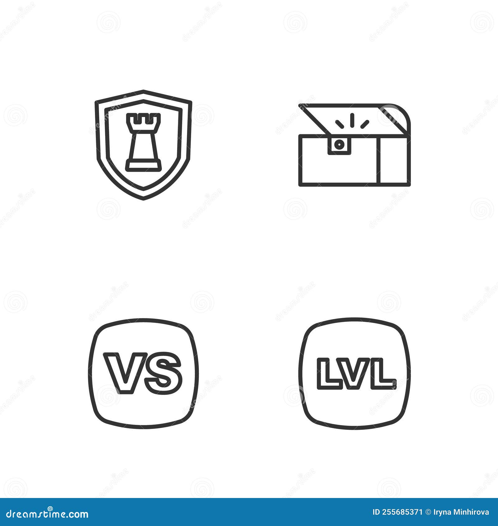 Set Line Level Game, VS Versus Battle, Chess Shield and Chest for Icon ...