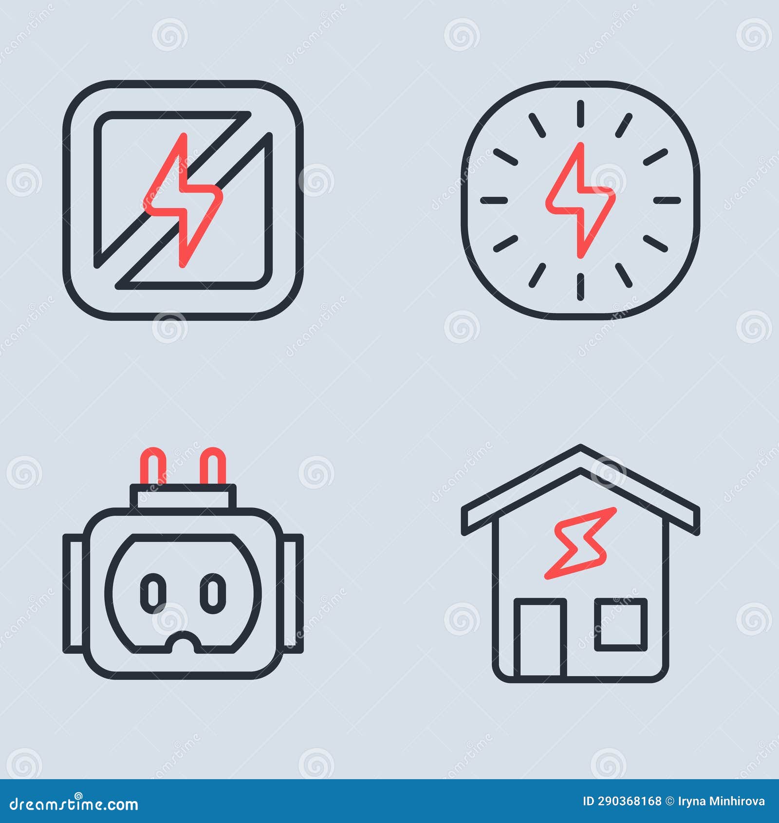 Set Line Lightning Bolt, Tee Plug Electric, Smart Home and No Lightning ...