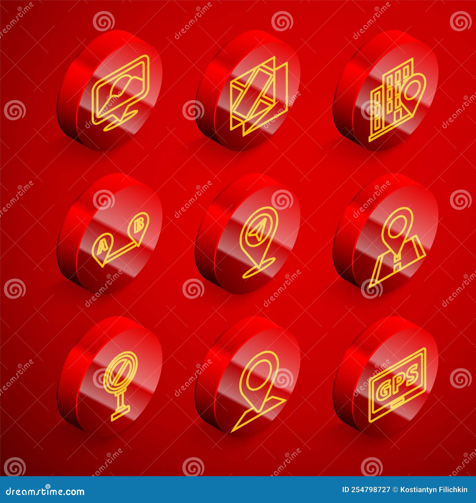 Set Line Location, Folded Map, with House, Route Location, Stop Sign ...