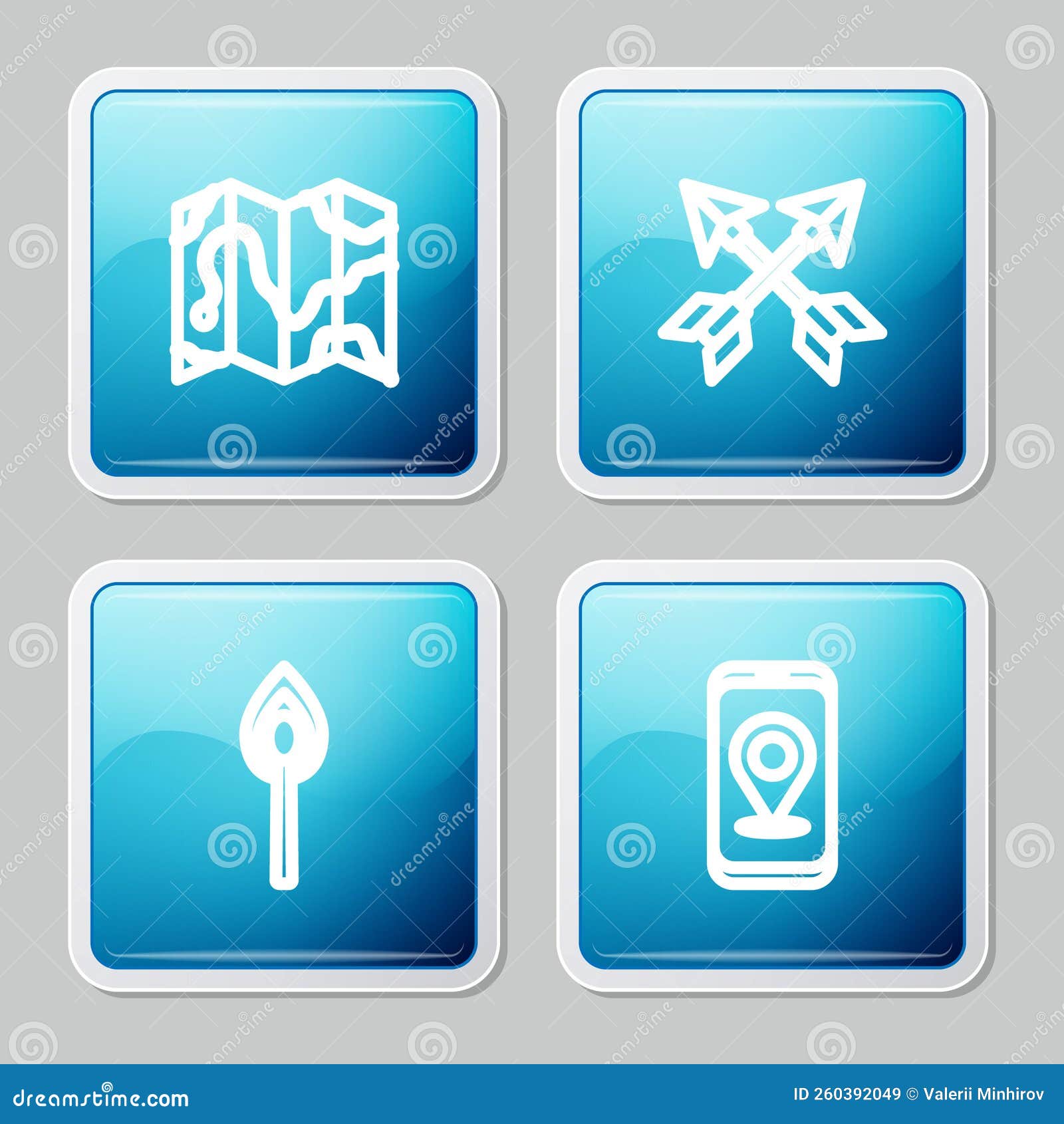 Set Line Location of the Forest on Map, Crossed Arrows, Burning Match ...