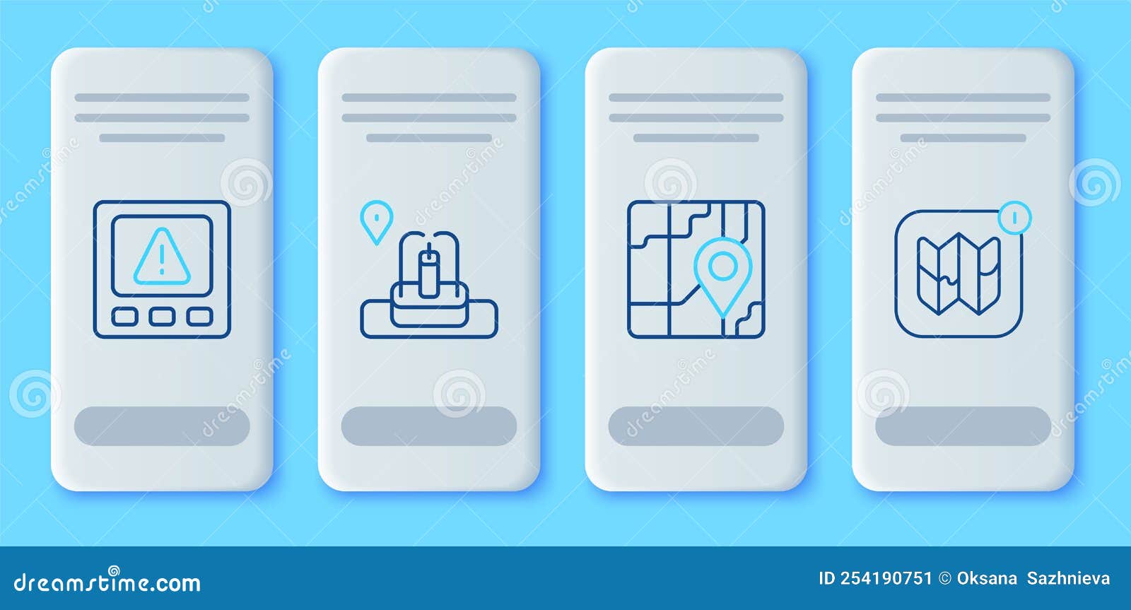 Set Line Location with Fountain, City Map Navigation, Gps Device Error ...