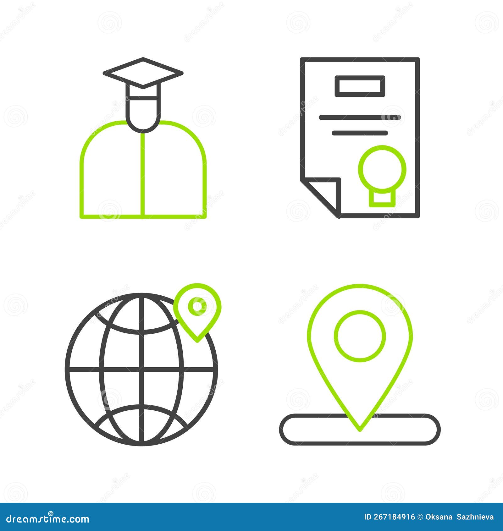 Set Line Location, the Globe, Certificate Template and Student Icon ...