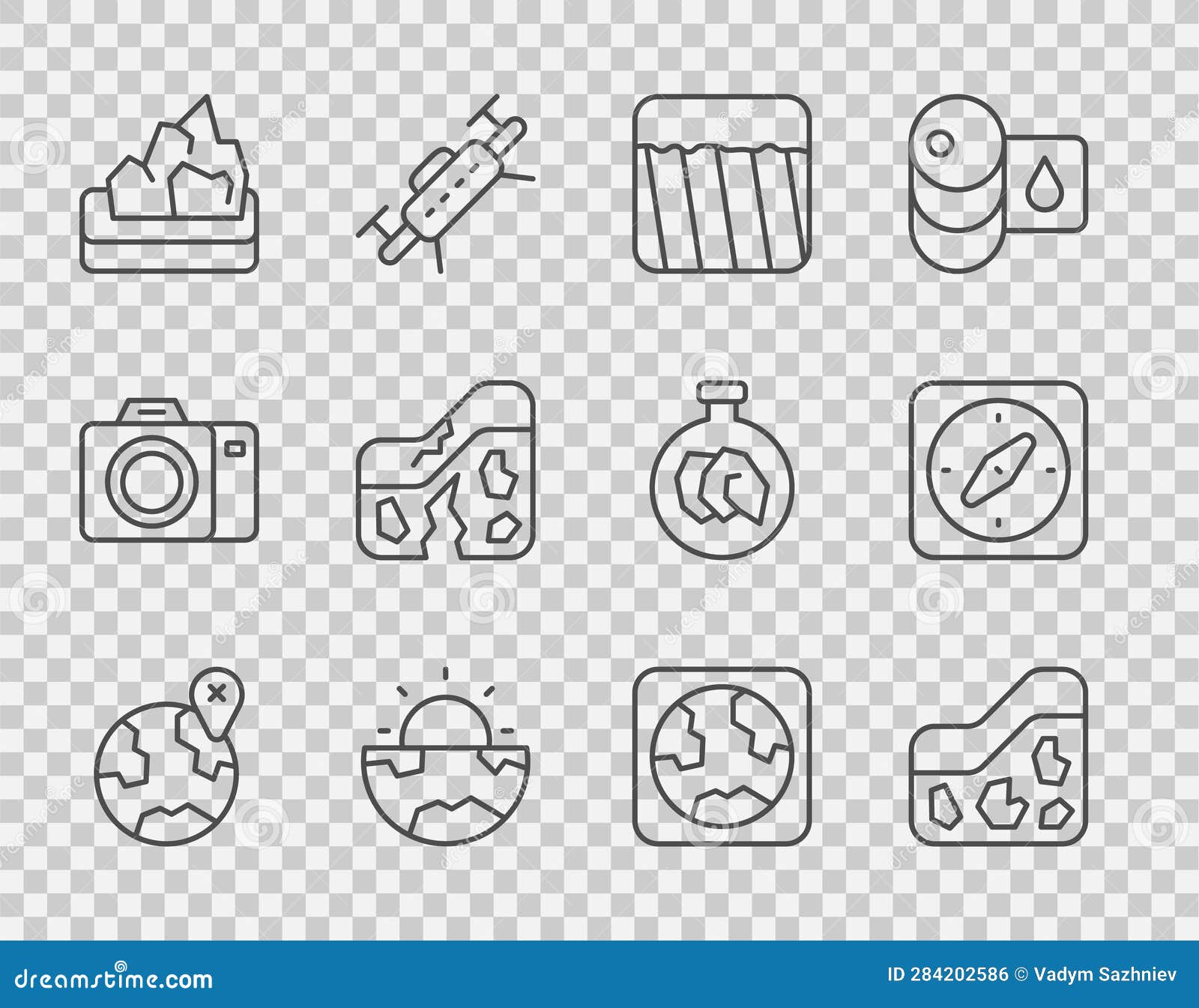 Set Line Location on the Globe, Ground, Earth Core Structure Crust, Ore ...