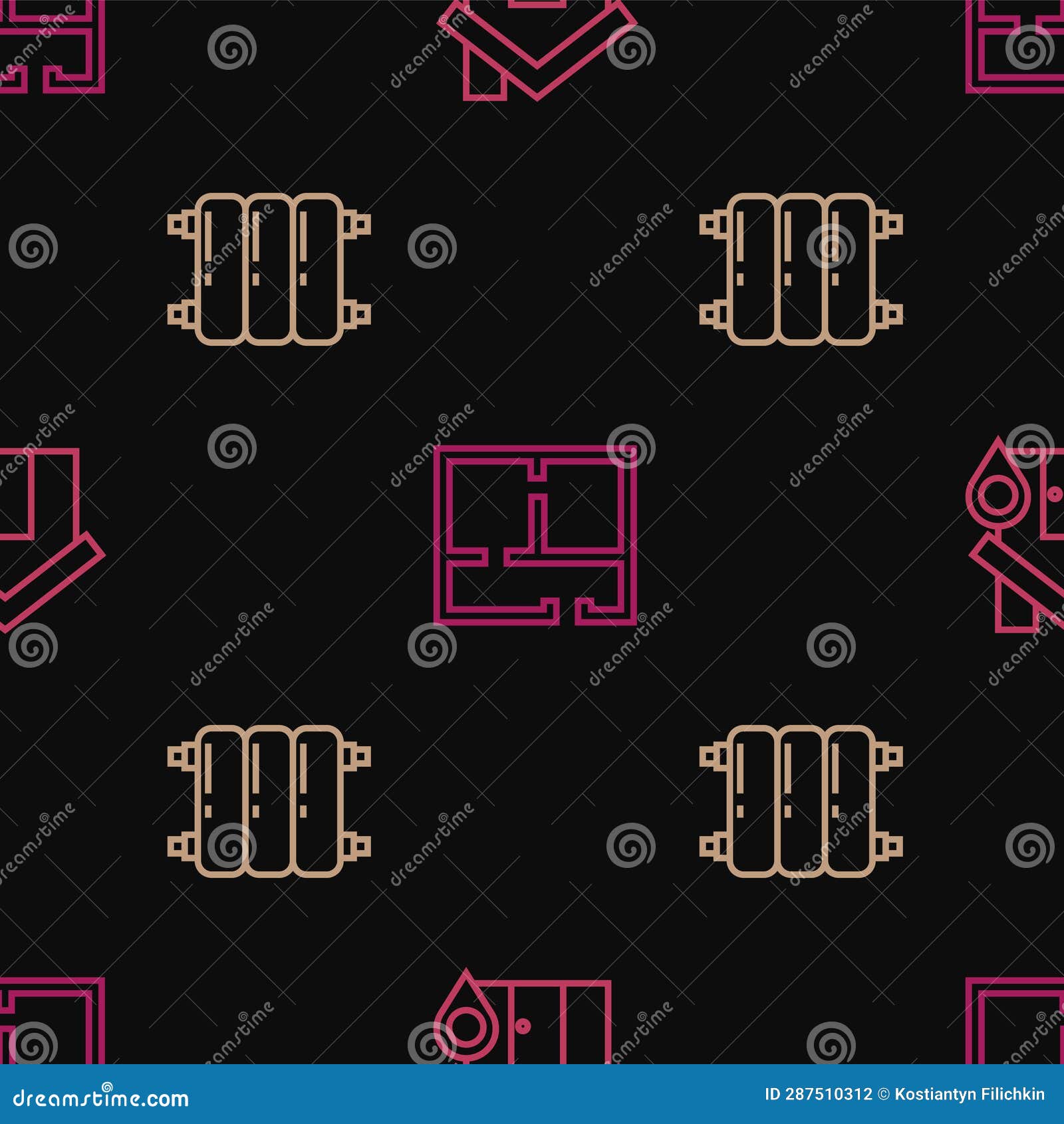 Set Line Location with House, Heating Radiator and House Plan on ...