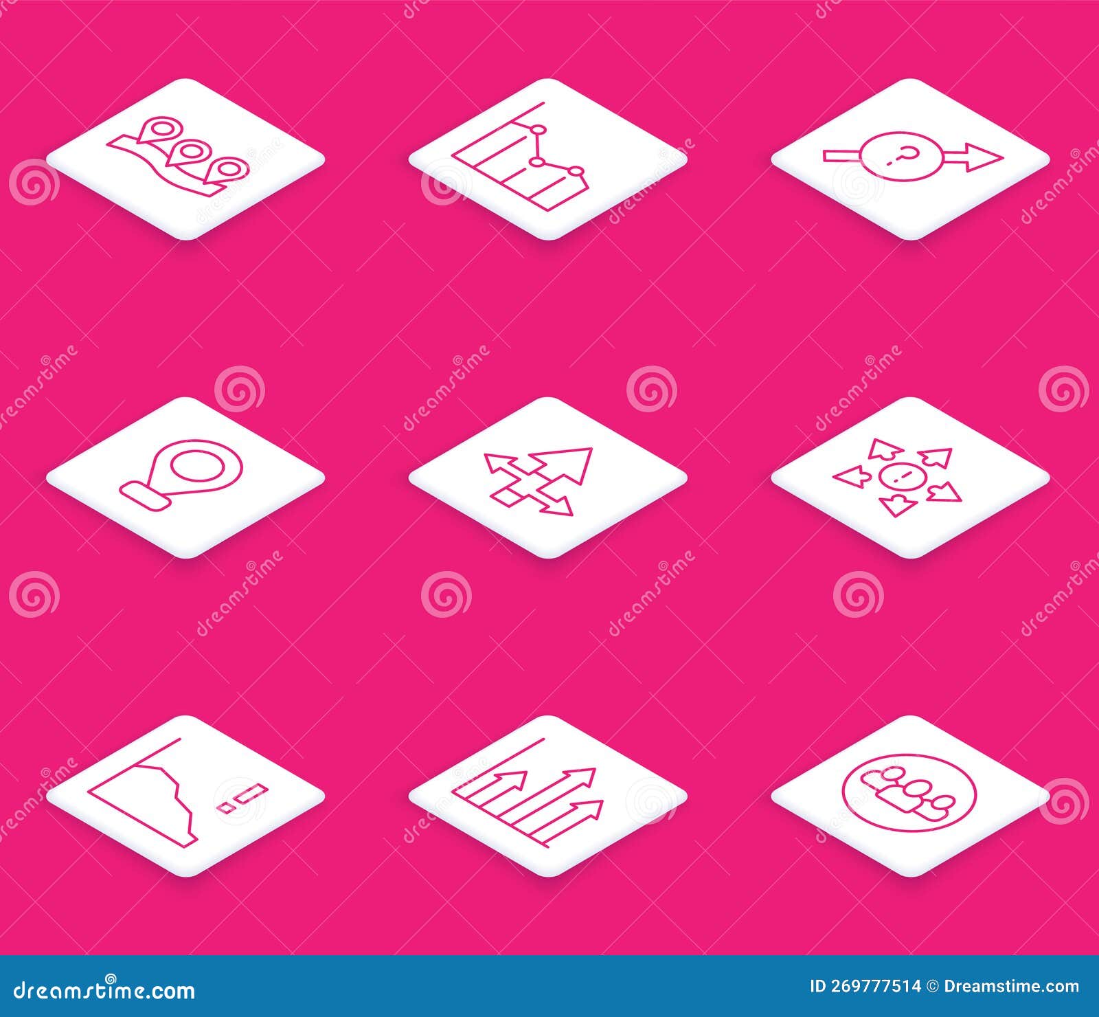 Set Line Location, Pie Chart Infographic, Arrow, Many Ways Directional Arrow, Financial Growth ...