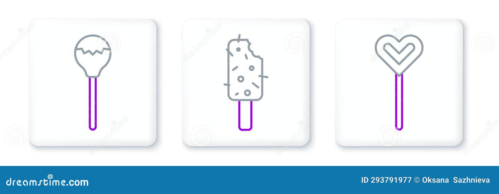 Set Line Lollipop, And Ice Cream Icon. Vector | CartoonDealer.com ...