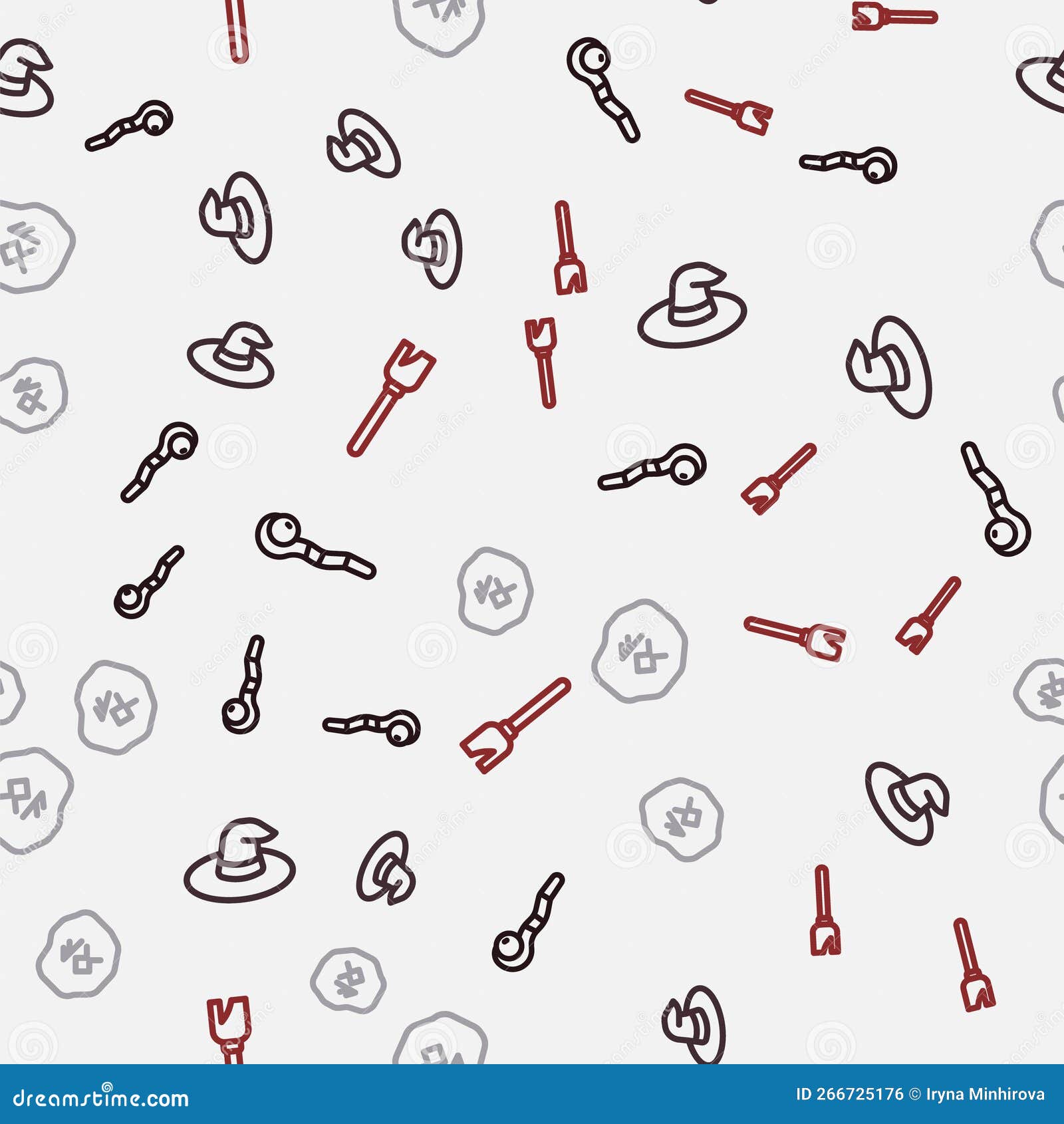 Set Line Magic Staff, Witch Hat, Runes and Witches Broom on Seamless ...