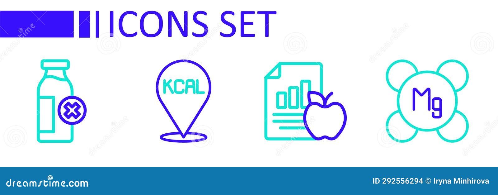Set Line Magnesium, Diet Plan, Kcal and Lactose Intolerance Icon ...