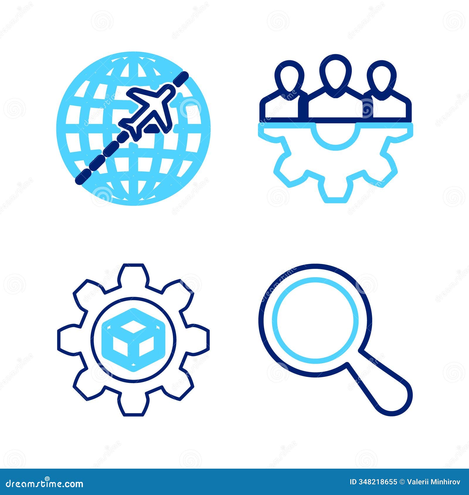 Set Line Magnifying Glass, Product Development, Project Team Base and ...