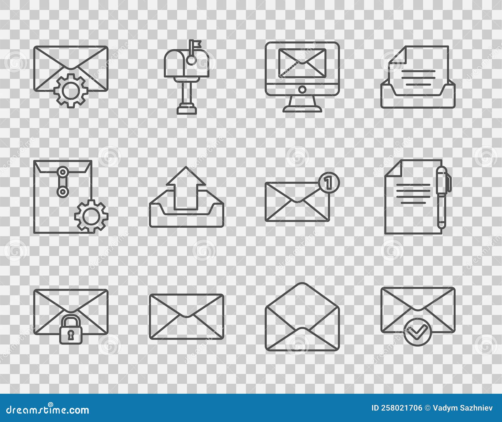 Set Line Mail Message Lock Password, Envelope and Check Mark, Monitor Envelope, Setting, Upload ...