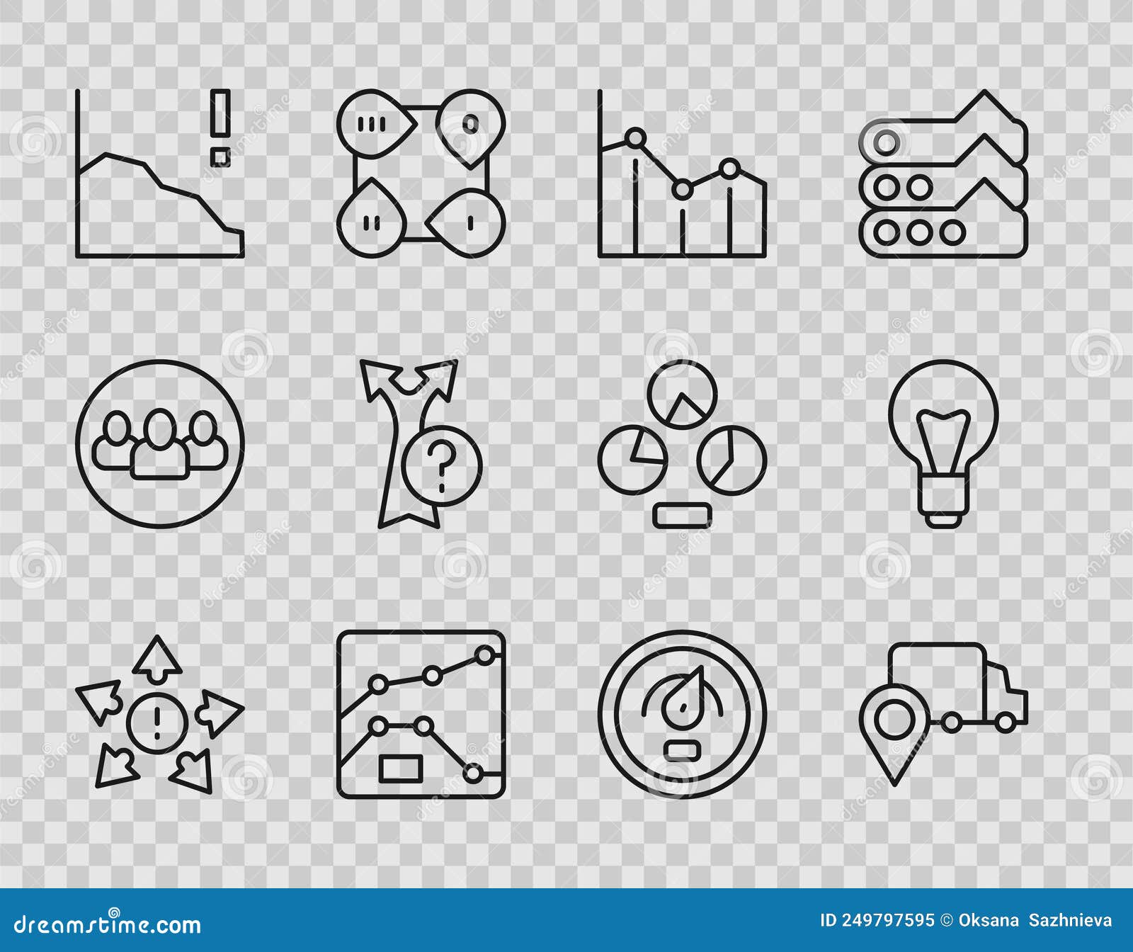 Set Line Many Ways Directional Arrow, Delivery Tracking, Pie Chart Infographic, Graph, Chart ...