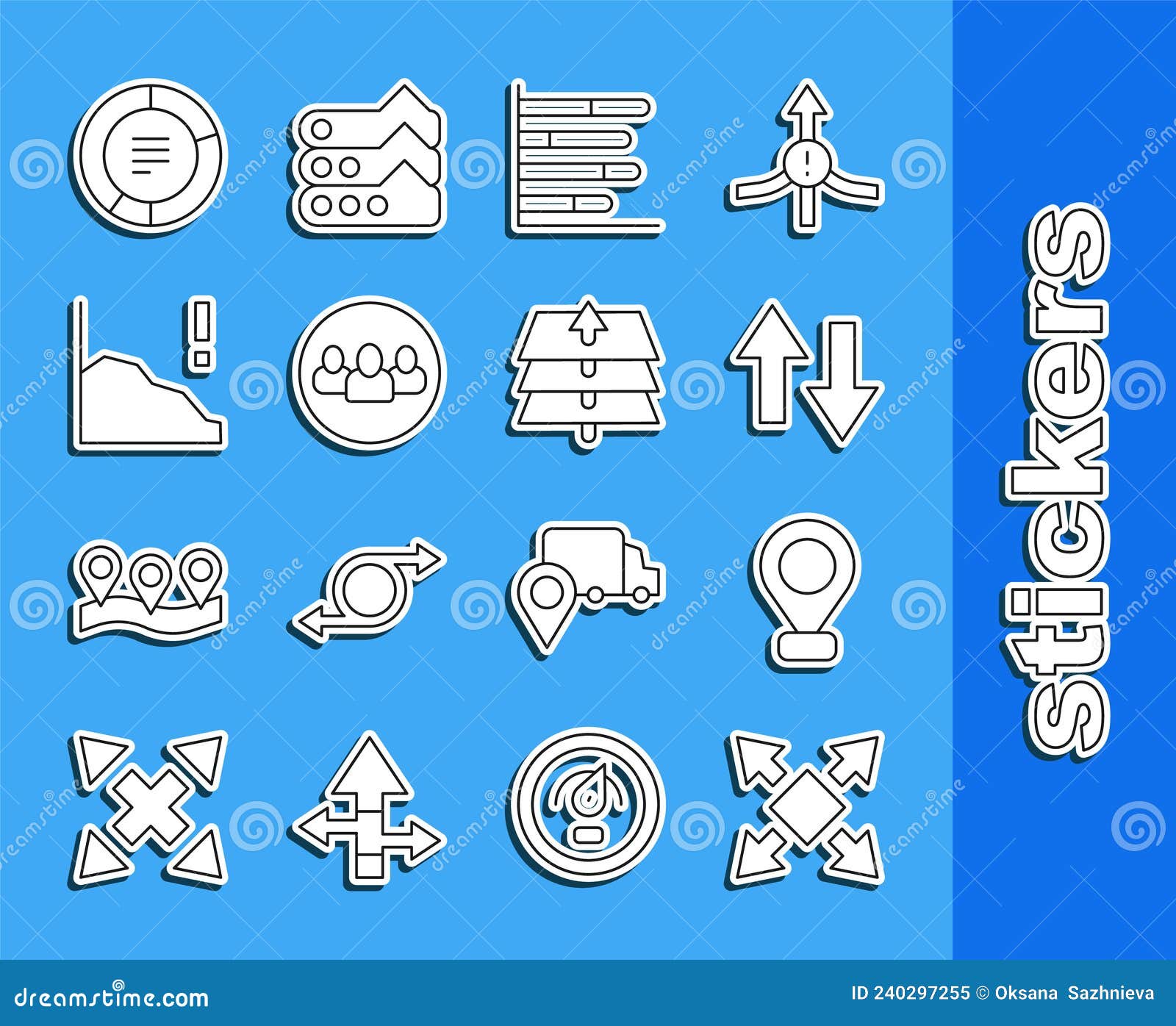 Set Line Many Ways Directional Arrow, Location, Arrow, Pie Chart Infographic, Project Team Base ...