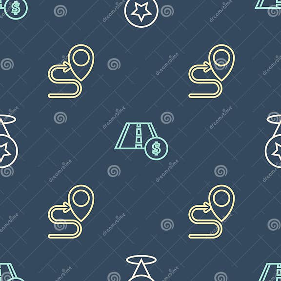 Set Line Map Pointer with Star, Route Location and Toll Road Traffic ...