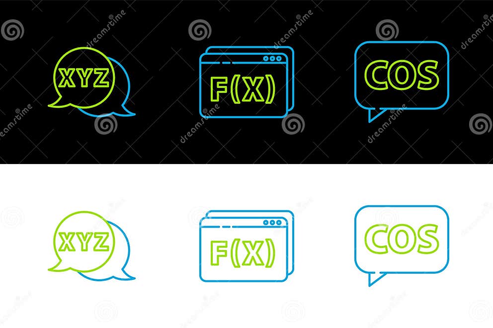 Set Line Mathematics Function Cosine, XYZ Coordinate System and ...