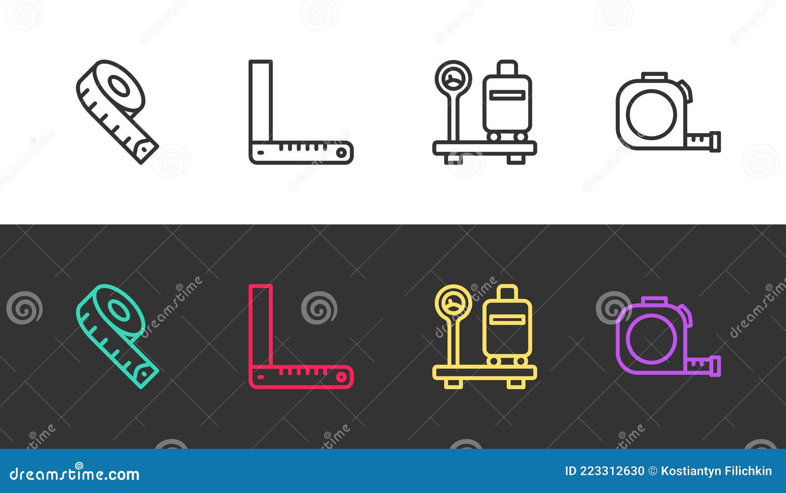 Set Line Measuring Tape, Corner Ruler, Scale with Suitcase and Roulette ...