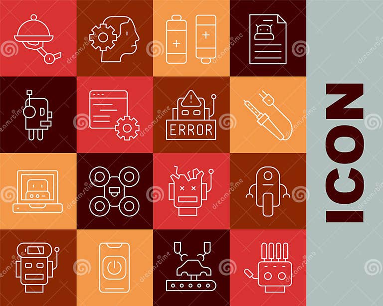 Set Line Mechanical Robot Hand, Robot, Soldering Iron, Battery, Computer Api Interface, Waiter ...