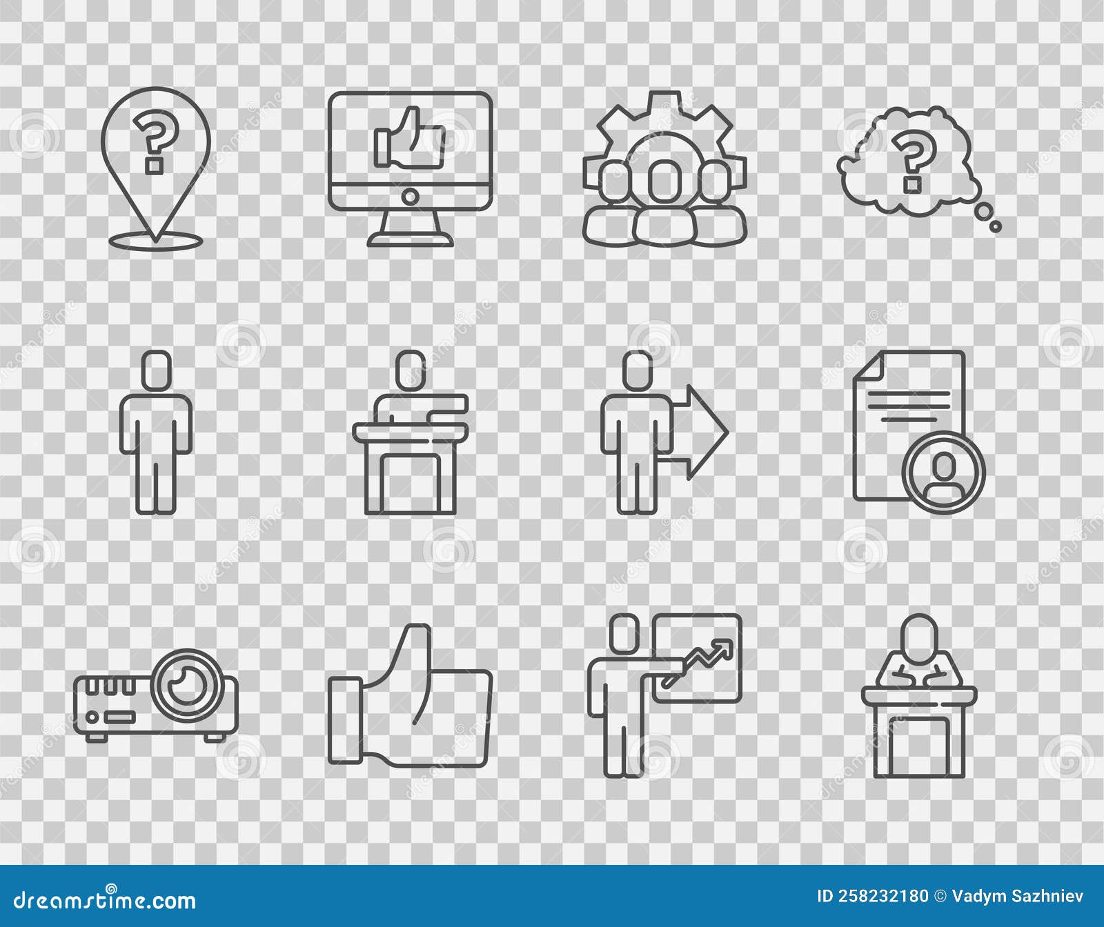 Set Line Media Projector, Speaker, Project Team Base, Hand Like ...