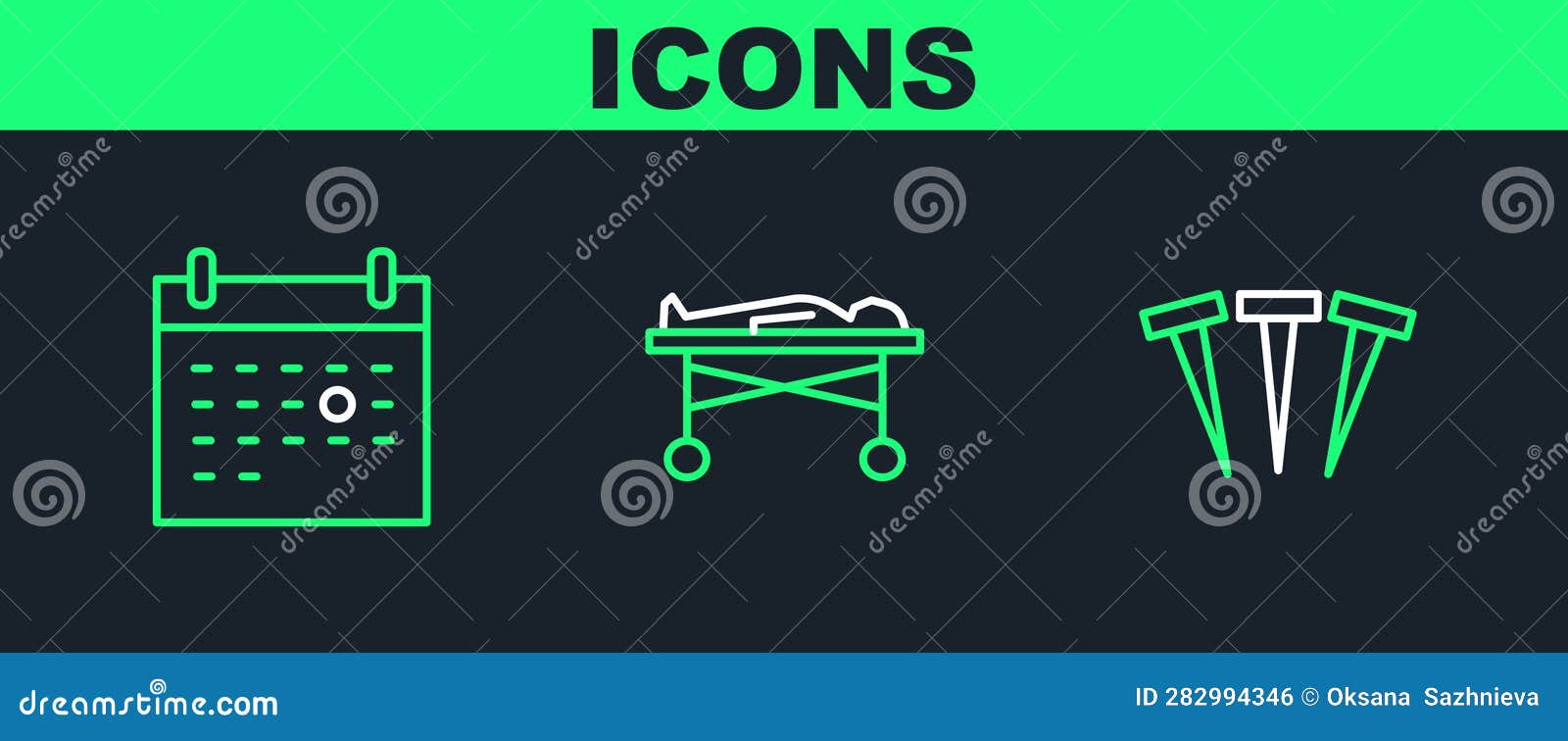 Set Line Metallic Nails, Calendar Death and Dead Body in the Morgue ...