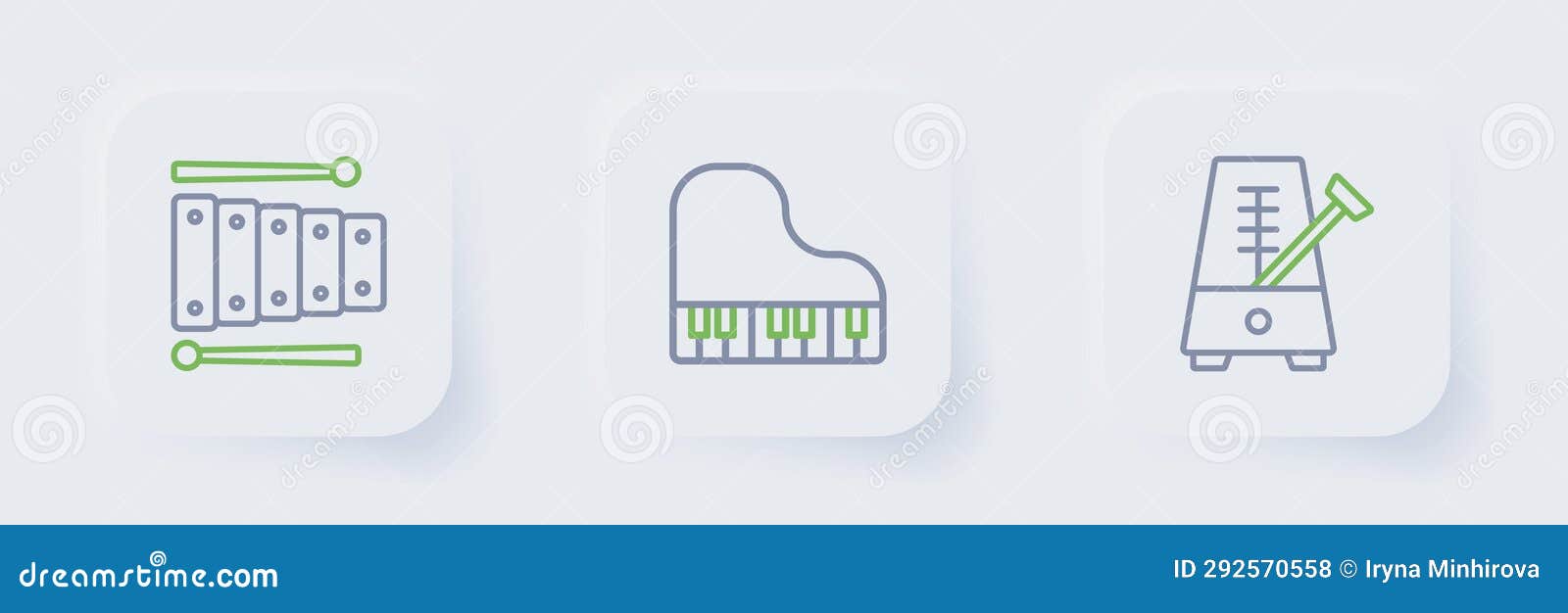 Set Line Metronome with Pendulum, Grand Piano and Xylophone Icon ...