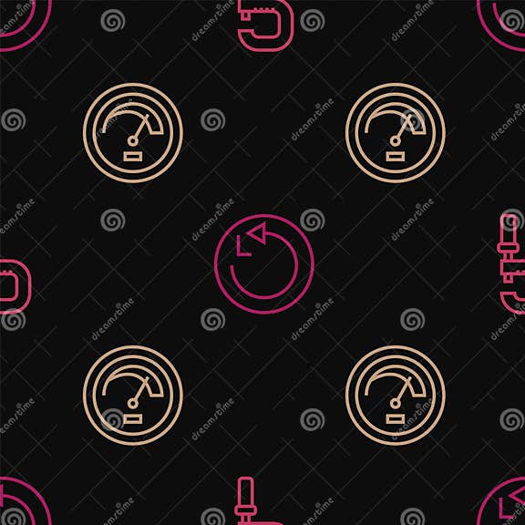 Set Line Micrometer, Speedometer and Radius on Seamless Pattern. Vector ... Set Line Micrometer, Speedometer and Radius on Seamless Pattern. Vector ...