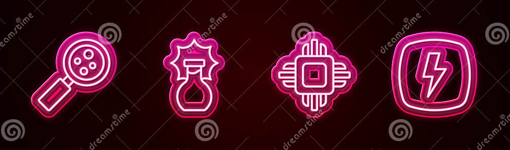 Set Line Microorganisms Under Magnifier, Explosion in the Flask ...