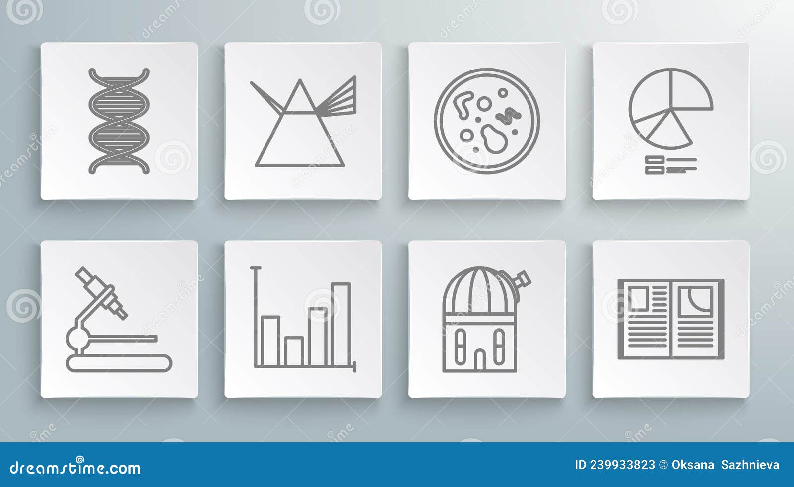 Set Line Microscope, Light Rays in Prism, Pie Chart Infographic ...