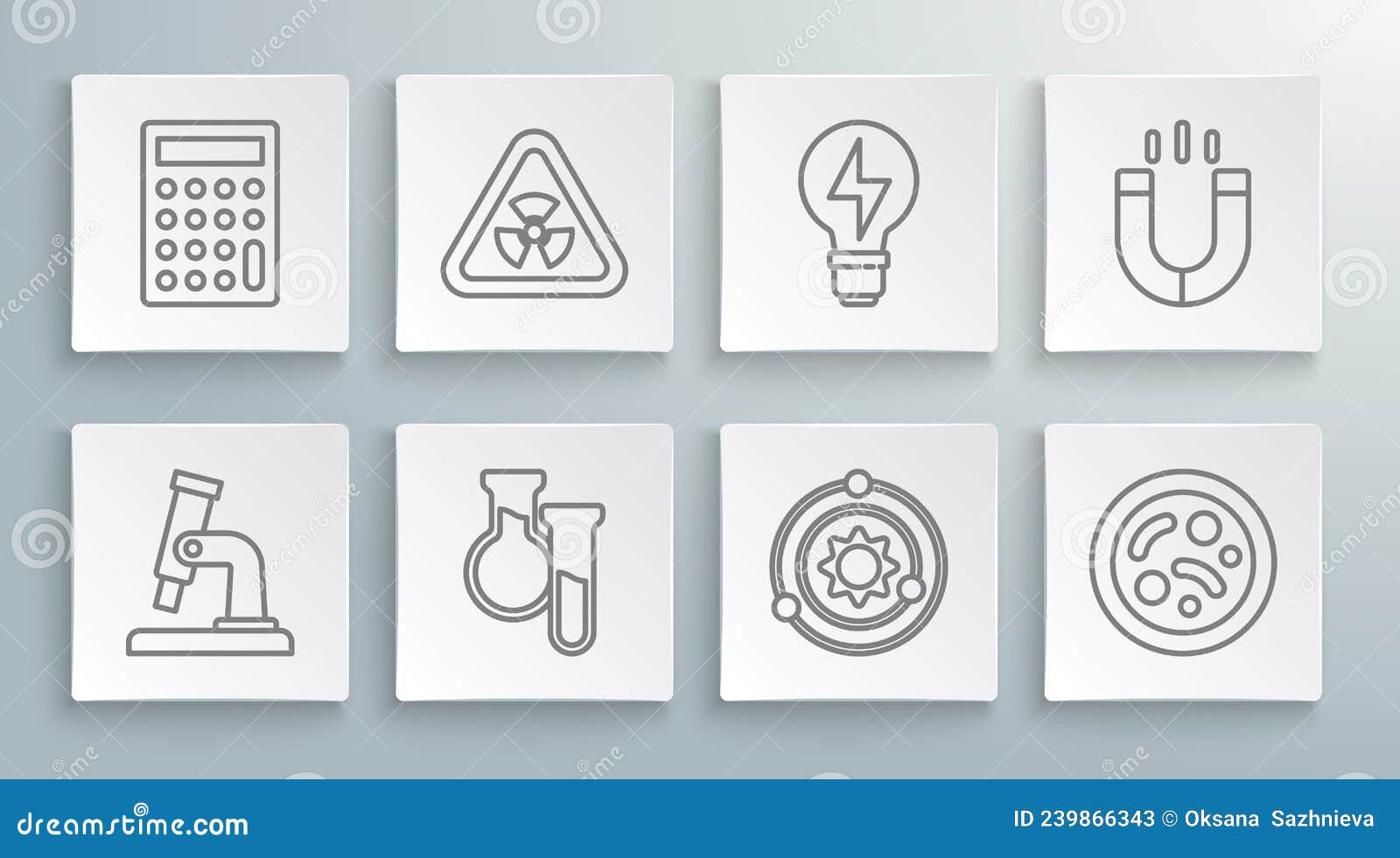 Set Line Microscope, Triangle with Radiation, Test Tube and Flask ...