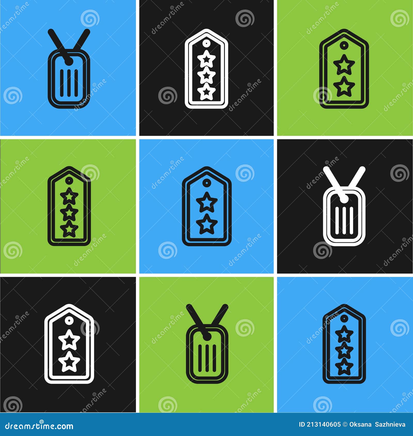 Set Line Military Dog Tag, Rank and Icon. Vector Stock Vector ...