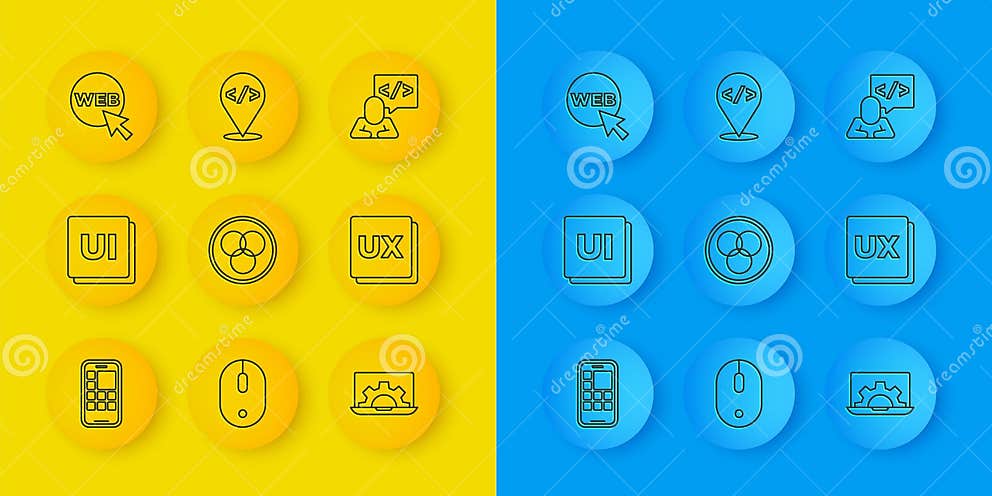 Set Line Mobile Apps, UI or UX Design, RGB and CMYK Color Mixing, Web Development, Graphic ...