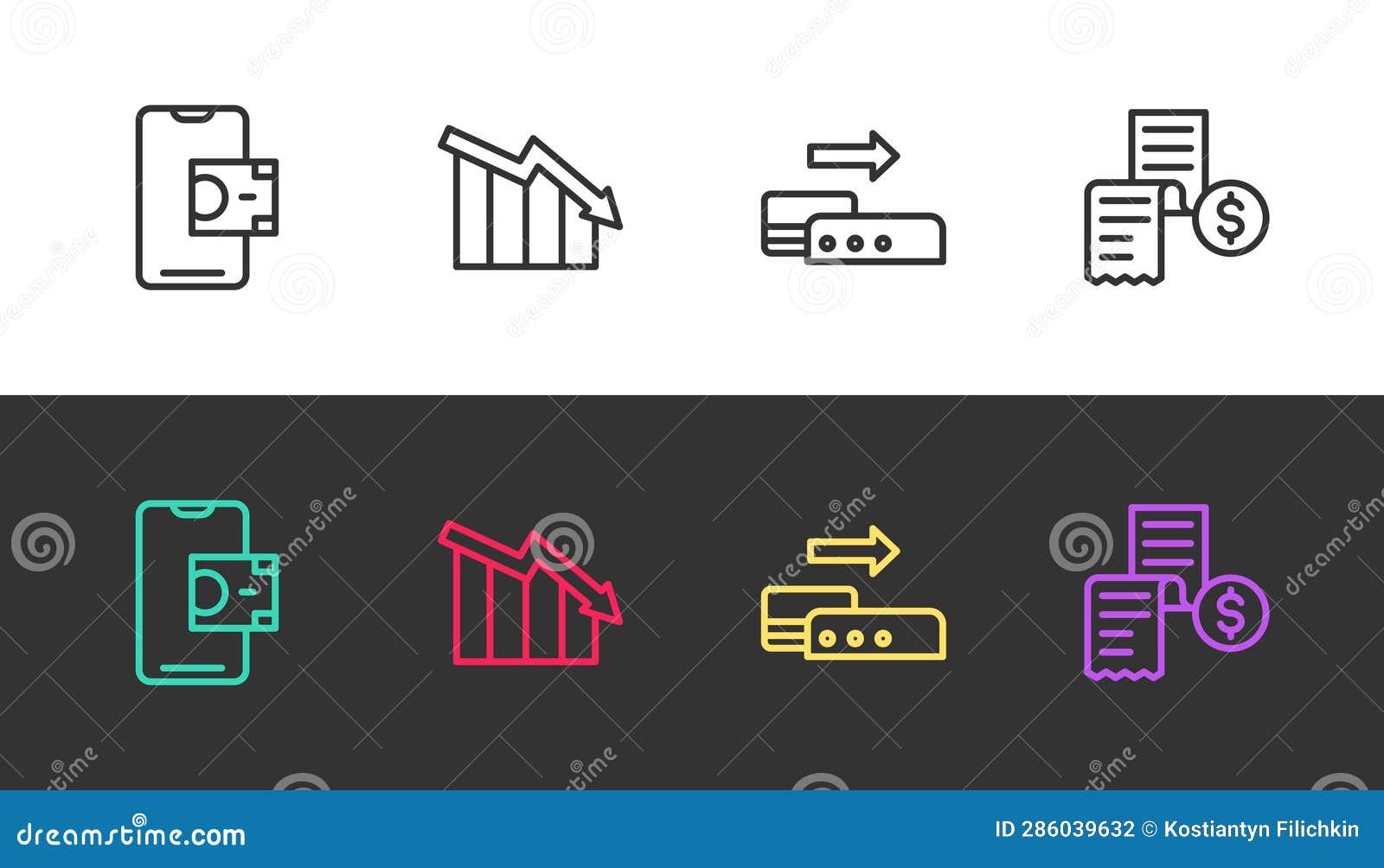 Set Line Mobile Banking, Financial Growth Decrease, Pos Terminal and Paper or Financial Check on ...