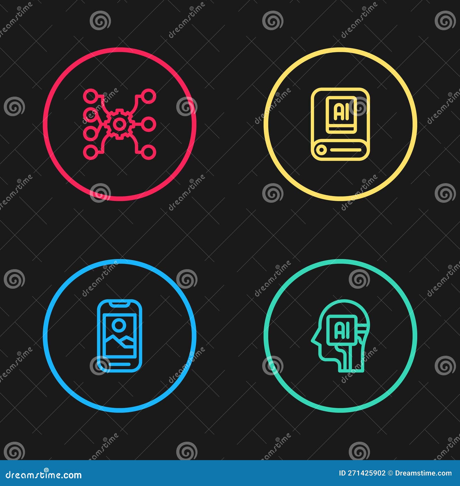 Set Line Mobile Phone, Humanoid Robot, Artificial Intelligence AI and ... Set Line Mobile Phone, Humanoid Robot, Artificial Intelligence AI and ...