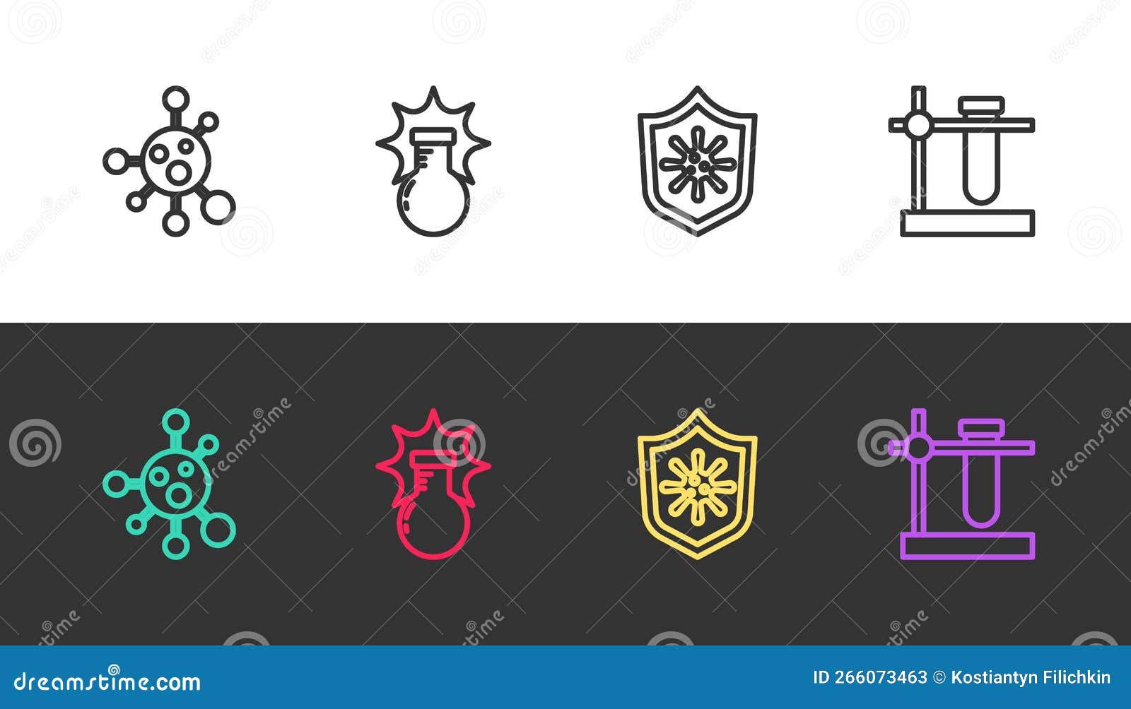 Set Line Molecule, Chemical Explosion, Shield Protecting from Virus and ...