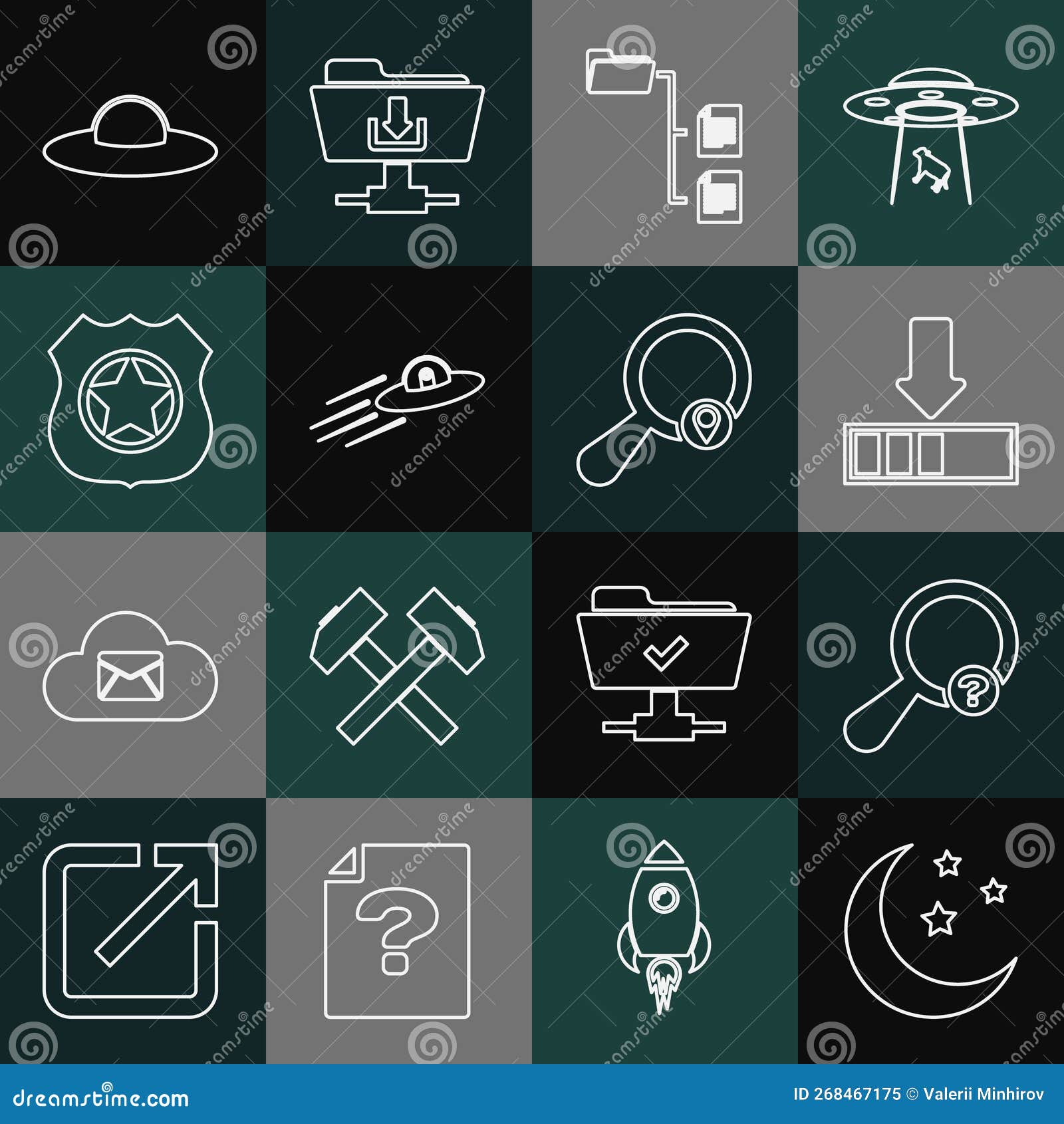 Set Line Moon and Stars, Unknown Search, Loading, Folder Tree, UFO ... Set Line Moon and Stars, Unknown Search, Loading, Folder Tree, UFO ...