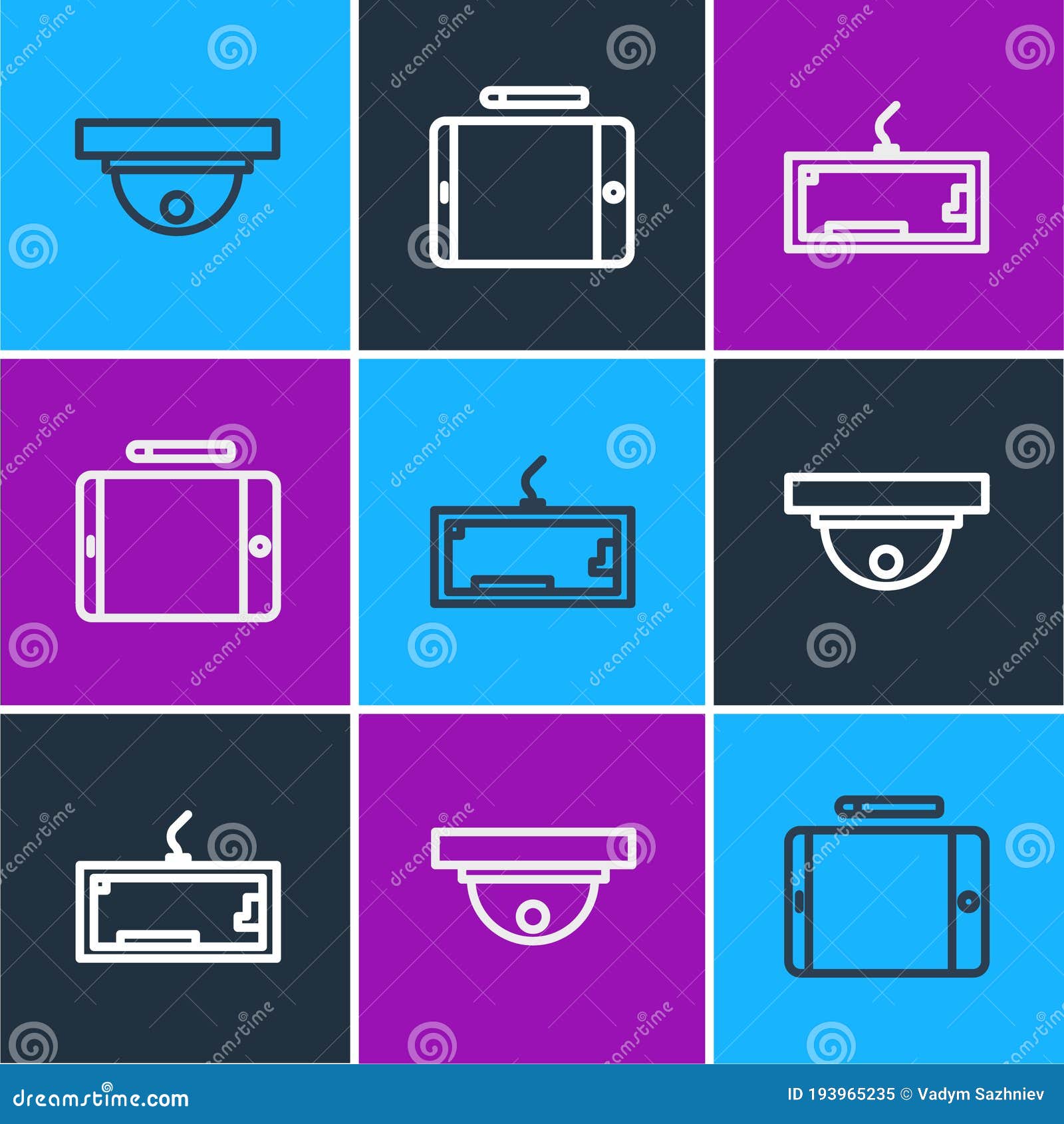 Set Line Motion Sensor, Keyboard and Graphic Tablet Icon. Vector Stock ...