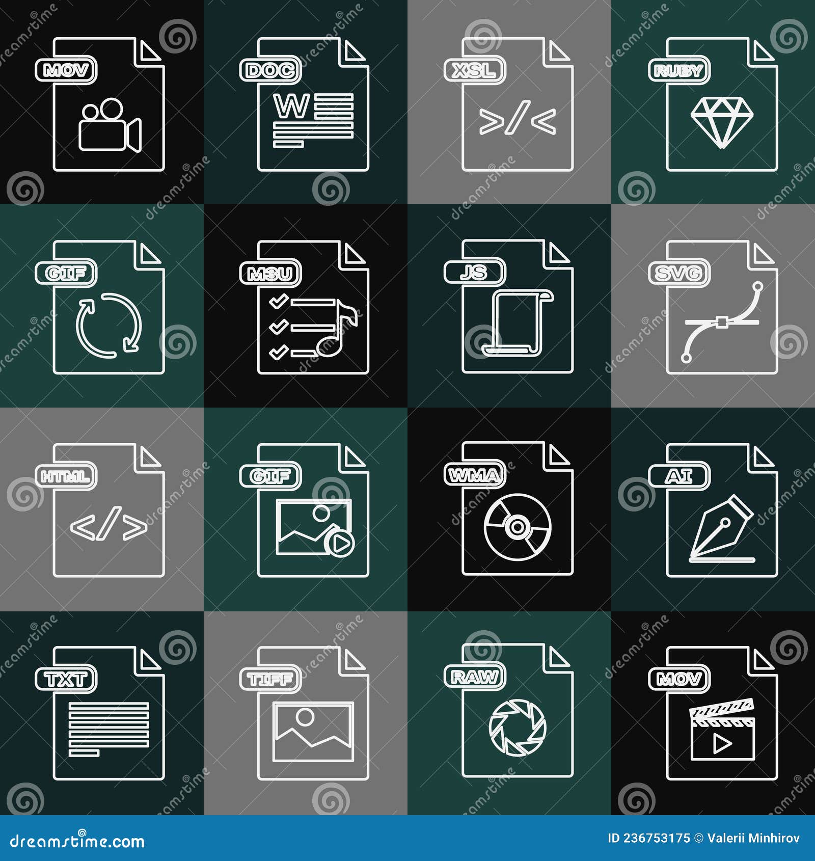 Set Line MOV File Document, AI, SVG, XSL, M3U, GIF, and JS Icon. Vector ... Set Line MOV File Document, AI, SVG, XSL, M3U, GIF, and JS Icon. Vector ...