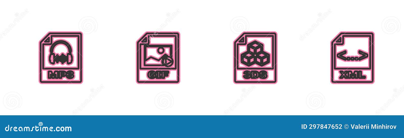 Set Line MP3 File Document, 3DS, GIF and XML Icon. Vector Stock ... Set Line MP3 File Document, 3DS, GIF and XML Icon. Vector Stock ...