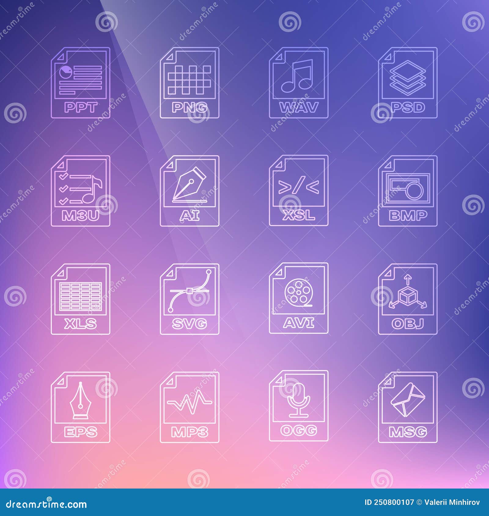 Set Line MSG File Document, OBJ, BMP, WAV, AI, M3U, PPT and XSL Icon ... Set Line MSG File Document, OBJ, BMP, WAV, AI, M3U, PPT and XSL Icon ...