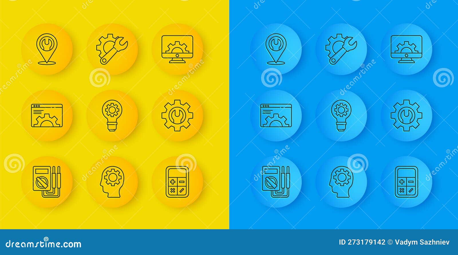 Set Line Multimeter, Browser Setting, Light Bulb and Gear, Calculator ... Set Line Multimeter, Browser Setting, Light Bulb and Gear, Calculator ...