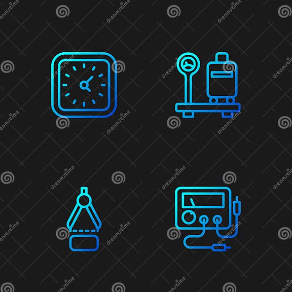 Set Line Multimeter, Voltmeter, Drawing Compass, Clock and Scale with ...