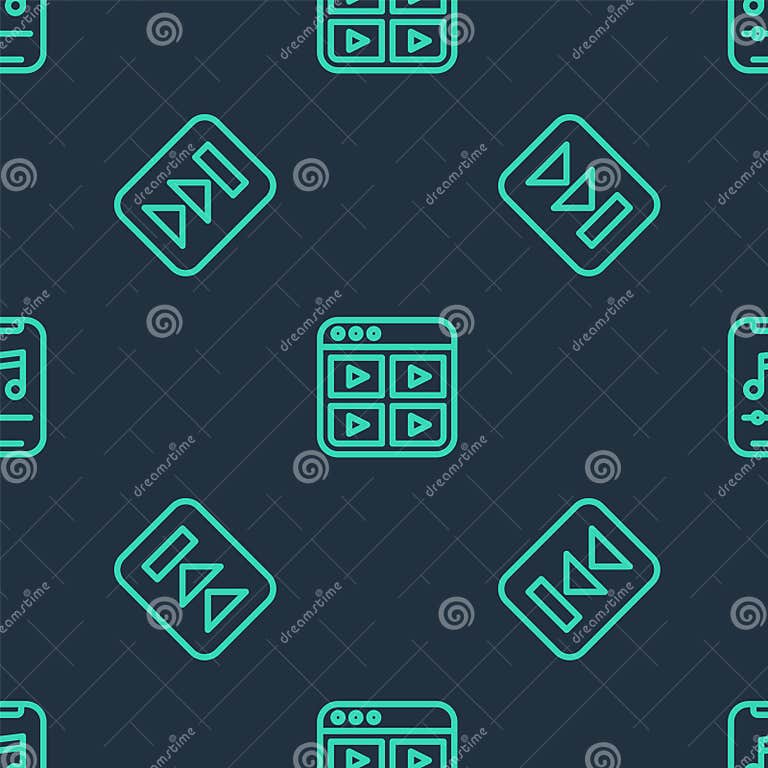 Set Line Music Playlist, Fast Forward and Player on Seamless Pattern ...